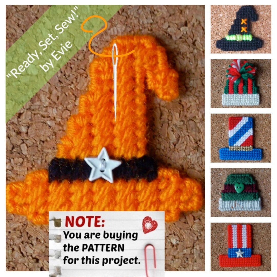 Plastic Canvas Pattern: "hats off to You" Seasonal Hat Magnets (8 ...