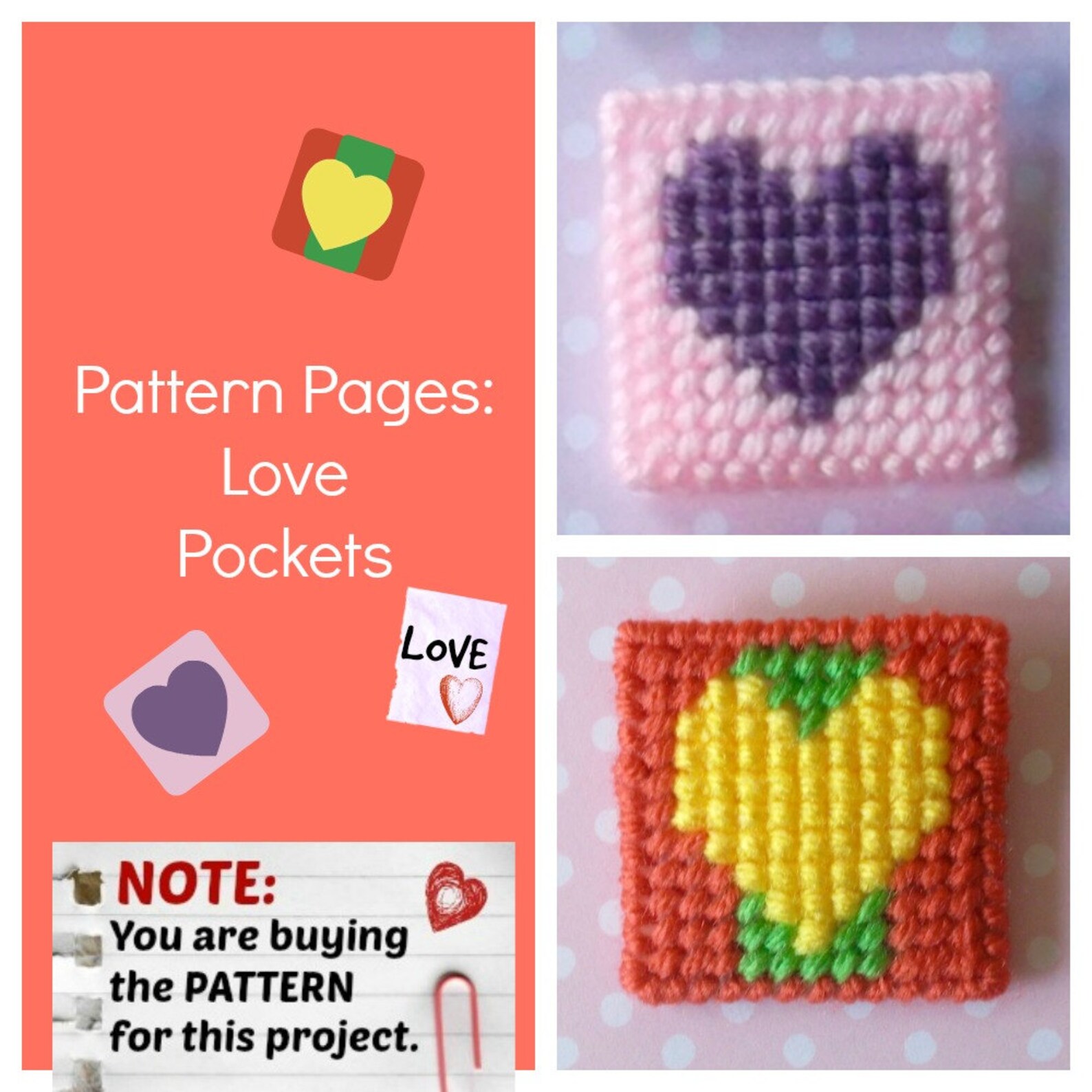 Plastic Canvas Pattern Pages: "love Pockets" (2 Designs, Graphs and ...
