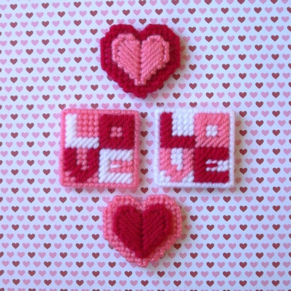 Plastic Canvas: Love and Hearts Mini Magnets (set of 4) - Etsy