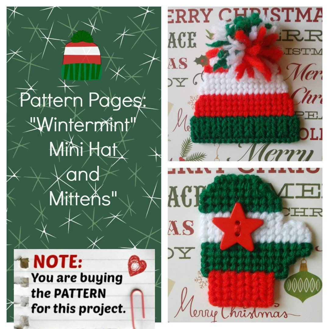 Plastic Canvas Pattern Pages: "wintermint" Mini Mittens and Hat (3 ...