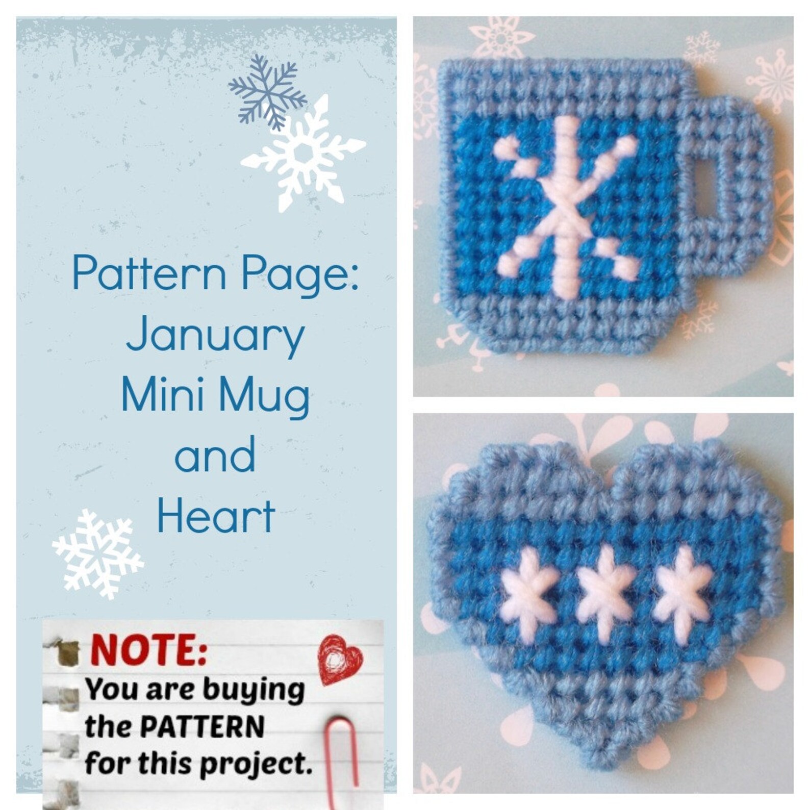 Plastic Canvas Pattern Page: "january Mini Mug and Heart" (2 Designs ...