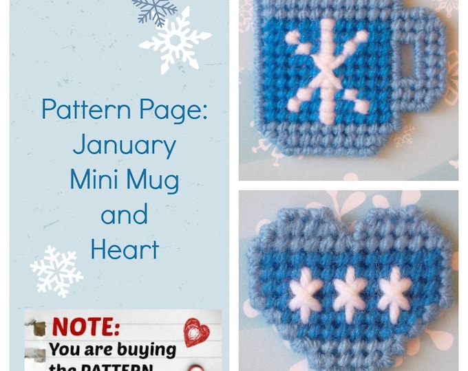 Plastic Canvas Pattern Page: "january Mini Mug and Heart" (2 Designs ...