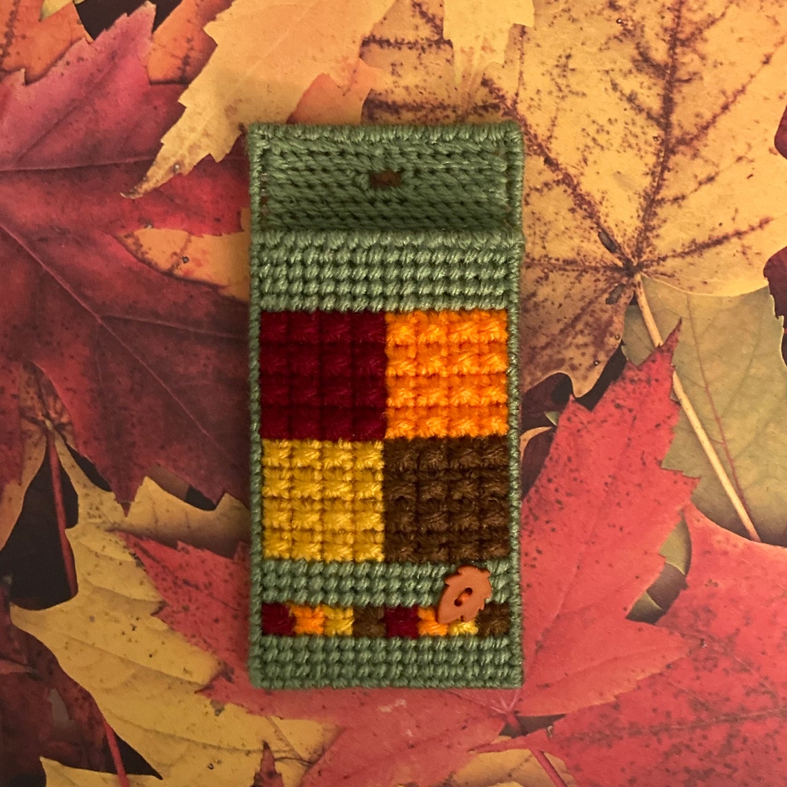Plastic Canvas: autumn Patchwork Scissors Holder - Etsy