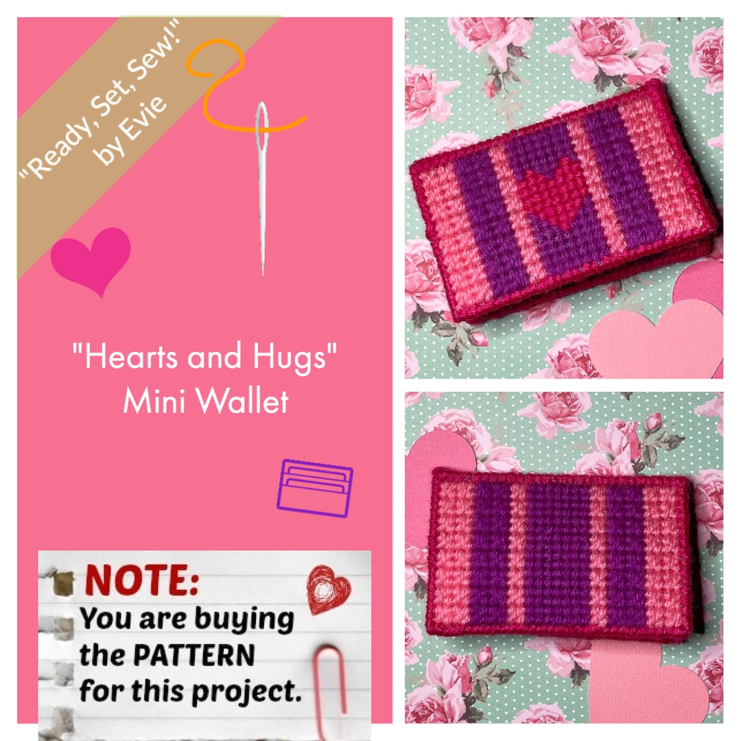 Plastic Canvas Pattern: "hearts and Hugs" Mini Wallet ***PATTERN ONLY ...