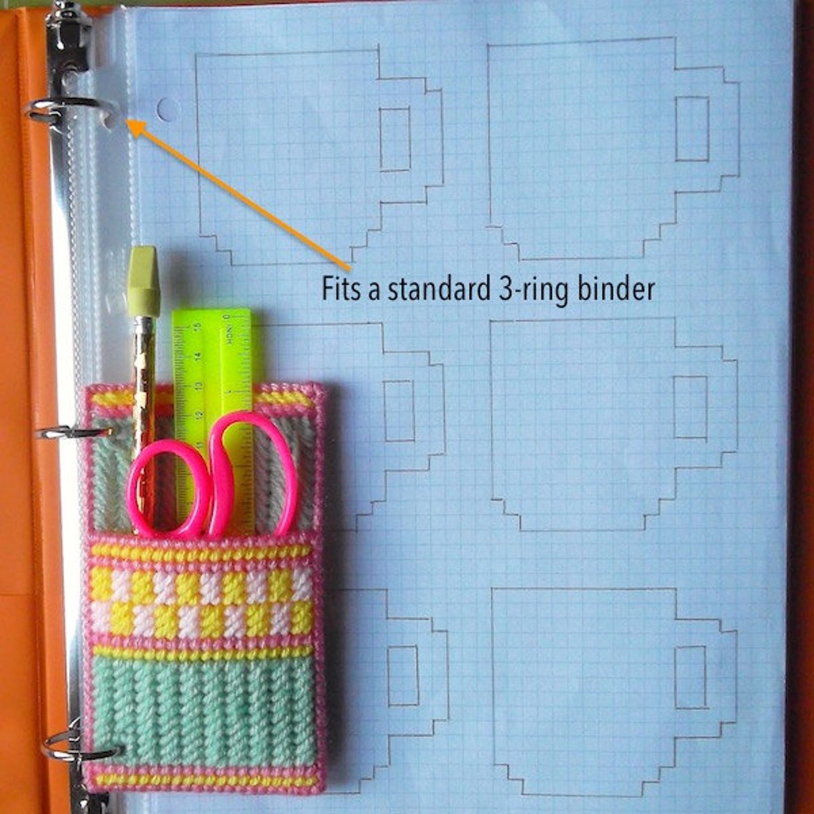 Plastic Canvas: pastel Tiles Binder Pocket holds - Etsy