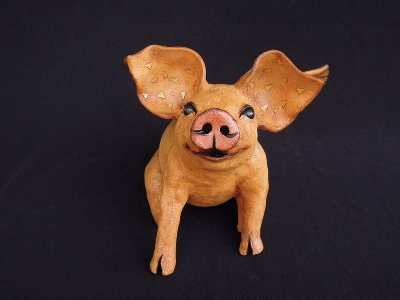 When Pigs Fly, Hand Sculpted Stoneware Clay Pig With Wings, Winged Pig ...