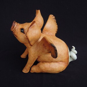 When Pigs Fly, Hand Sculpted Stoneware Clay Pig With Wings, Winged Pig ...
