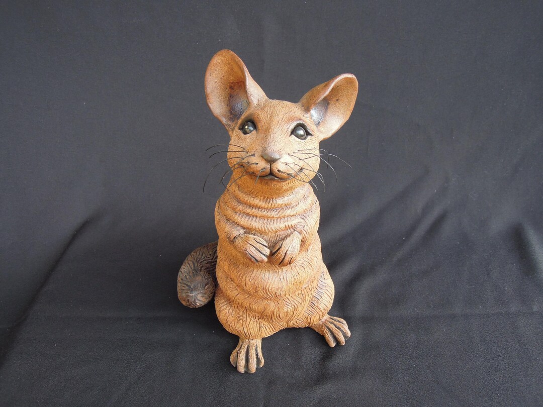 Handmade Ceramic Chinchilla Sculpture: Whimsical Garden Art - Etsy