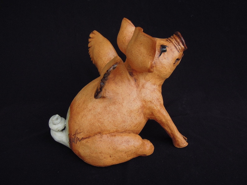 When Pigs Fly, Hand Sculpted Stoneware Clay Pig With Wings, Winged Pig ...