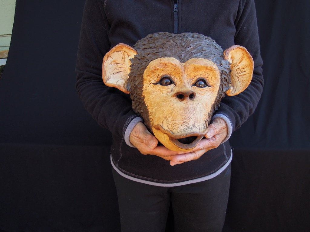 Sculpture ceramic chimp Animal handmade clay terracotta figure figurine ...
