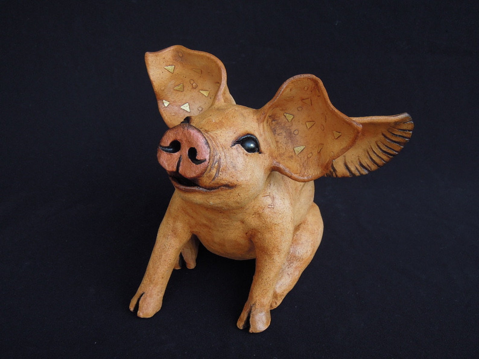 When Pigs Fly, Hand Sculpted Stoneware Clay Pig With Wings, Winged Pig ...
