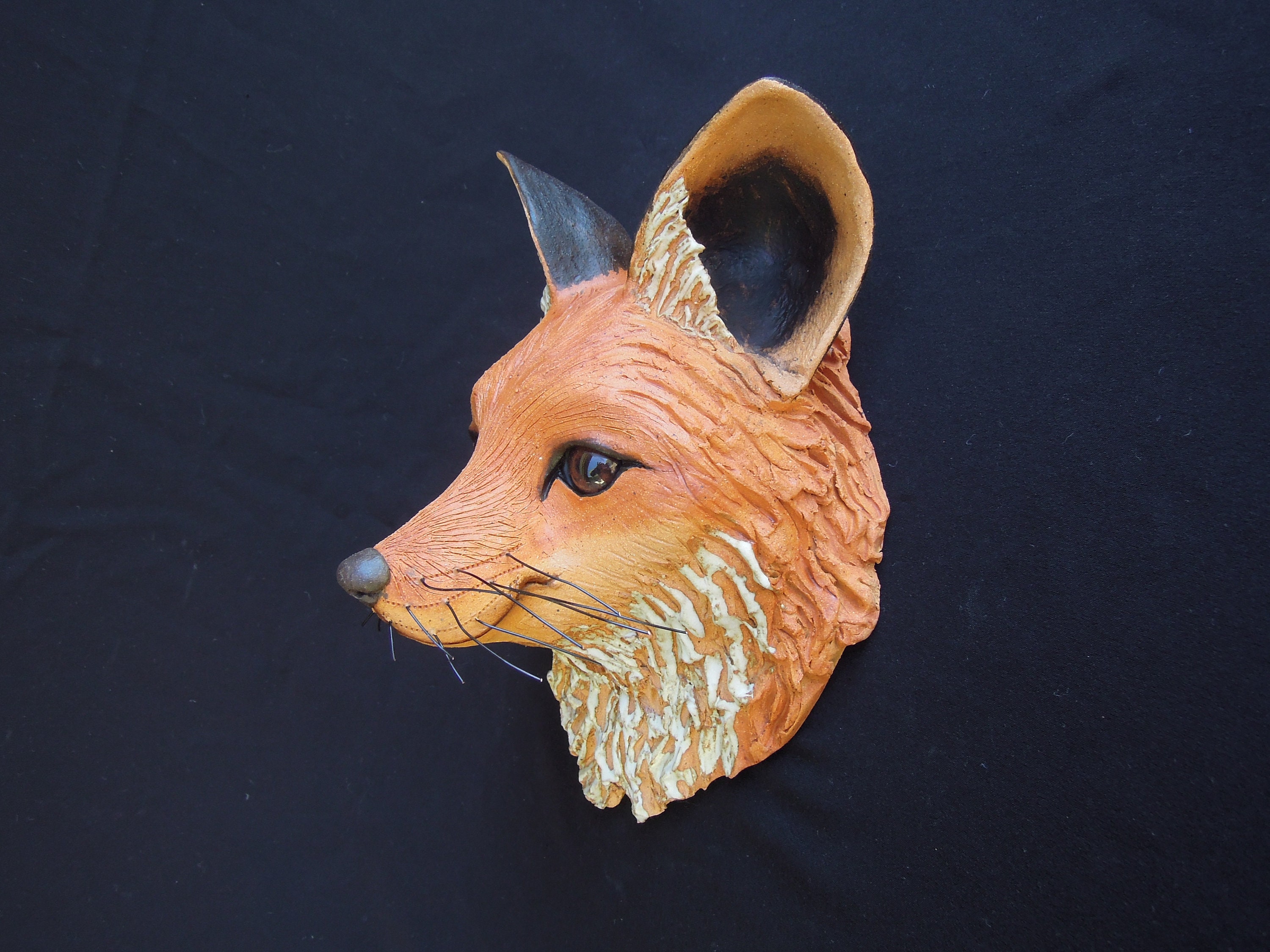 Handmade Ceramic Fox Original Clay Art Mask Unique Wall Art - Etsy