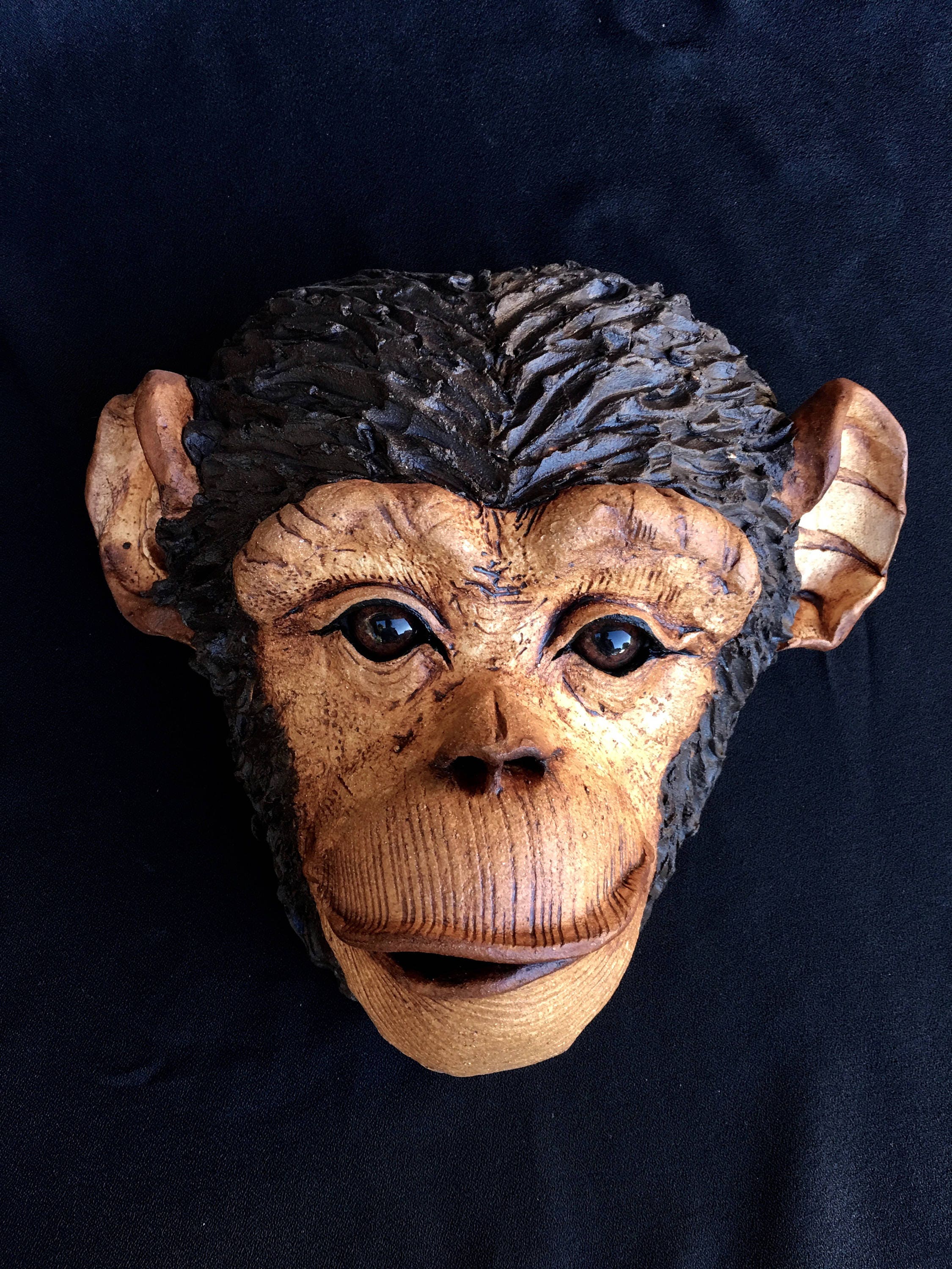 Handmade Ceramic Monkey Original Chimp Sculpture Cute Animal | Etsy