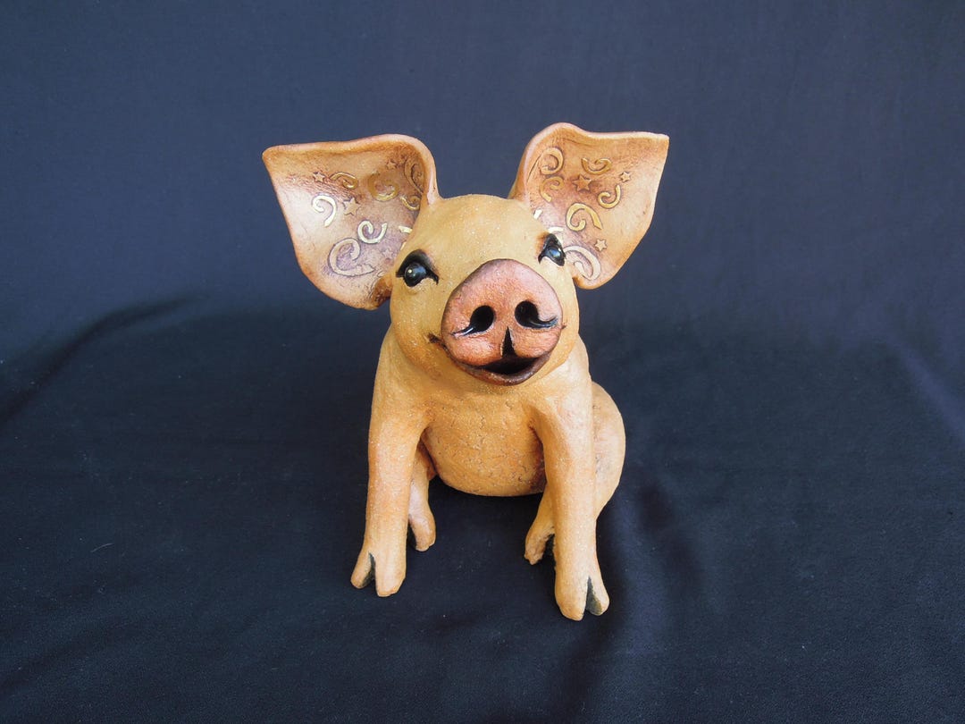 Handmade Ceramic Pig Figurine: Whimsical Art, Indoor/outdoor Decor - Etsy