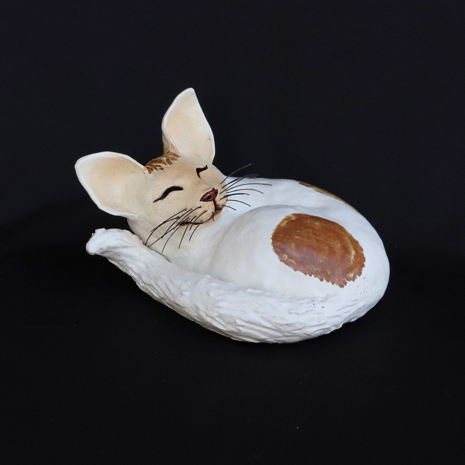 Handmade Clay Lying Cat Feline figurine Outdoor Ceramic Animal | Etsy