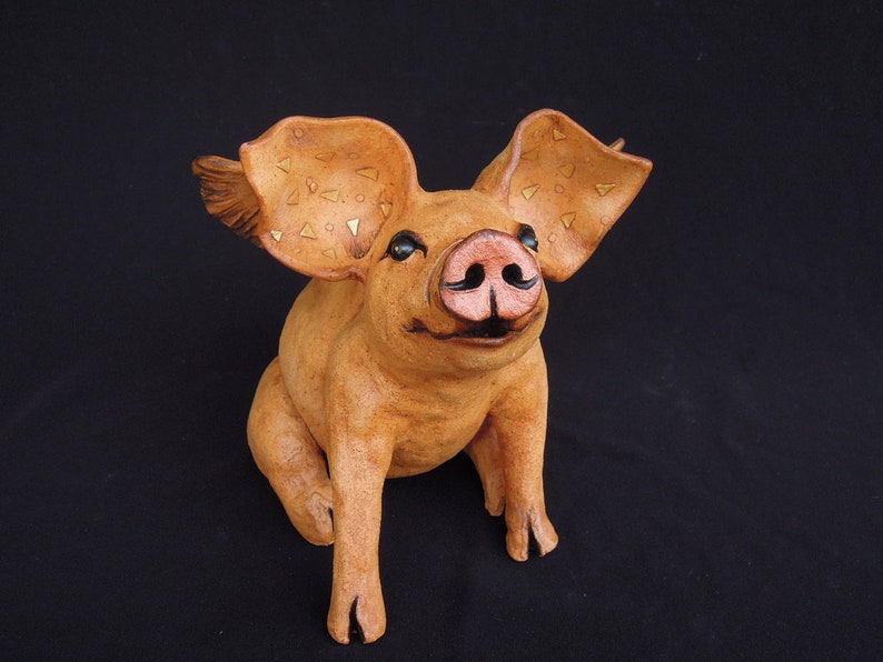 When Pigs Fly, Hand Sculpted Stoneware Clay Pig With Wings, Winged Pig ...
