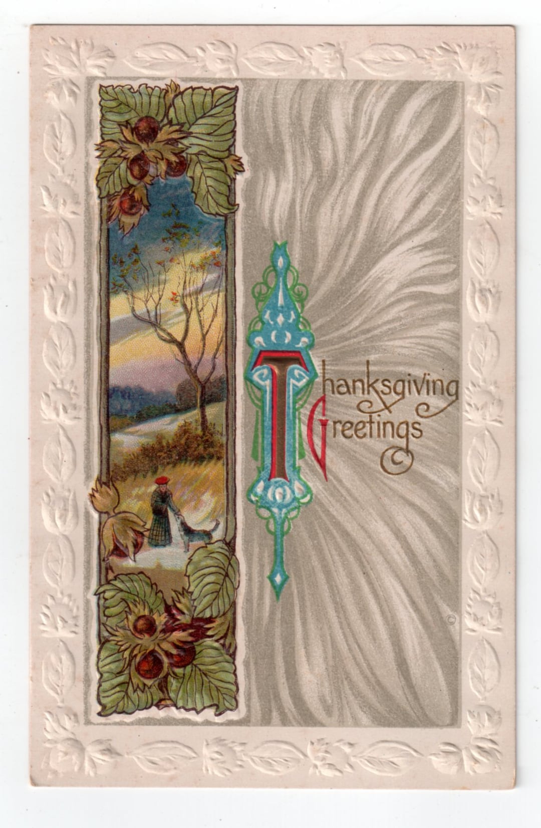 Vintage Thanksgiving Postcard, J. J. Marks, N.Y., Embossed, Copyright ...