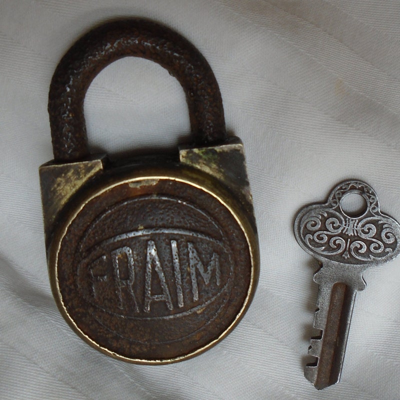 Antique Padlock and Key - Etsy
