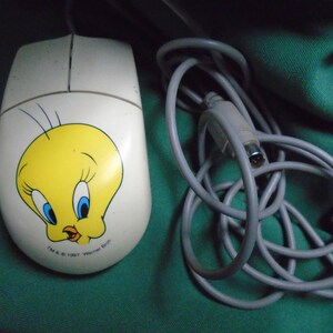 Vintage Tweety Bird Computer Mouse, Fellowes, 6 Pin Mini-din Connector ...