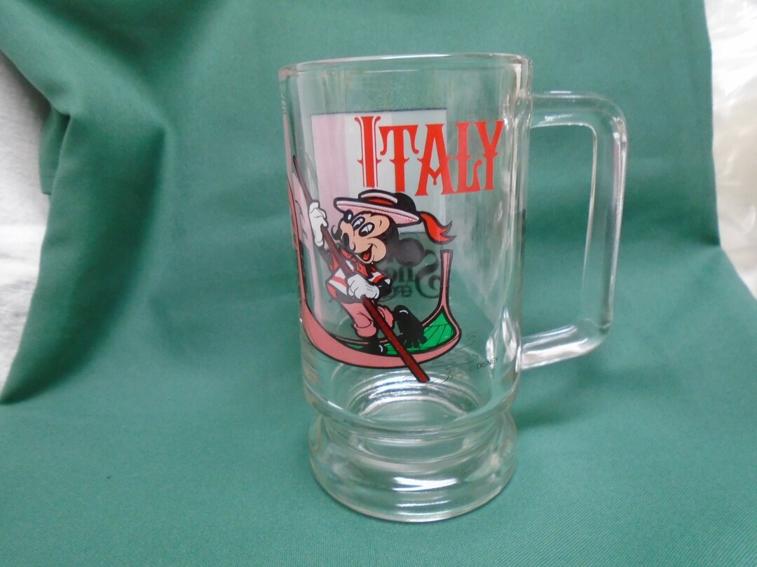 Mickey Mouse Italy Glass Mug Epcot Center World Showcase - Etsy