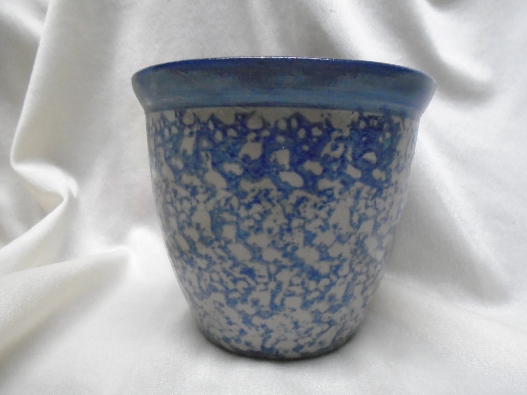 Handmade Stoneware Jar, Blue Spatter Finish, Initialed & Dated on ...