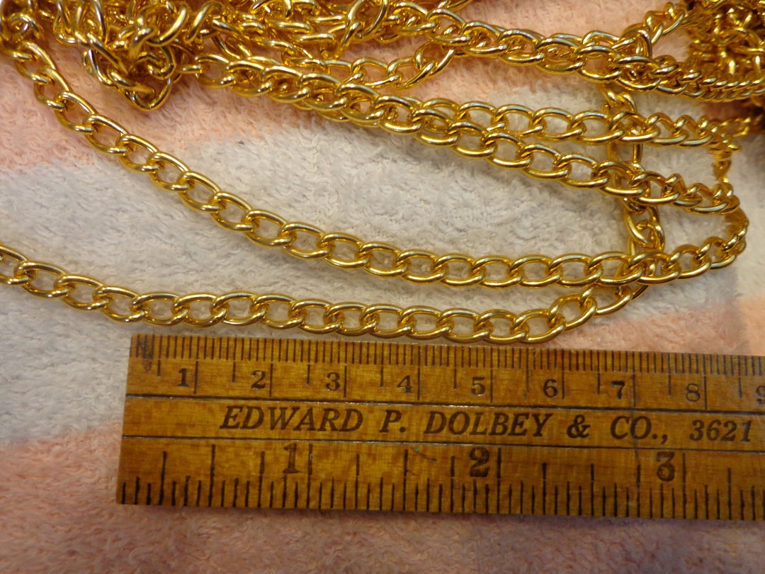 Gold Tone Chain ~ Large Length Vintage Aluminum Curb Chain, Smooth ...