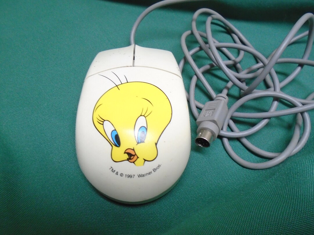 Vintage Tweety Bird Computer Mouse, Fellowes, 6 Pin Mini-din Connector ...