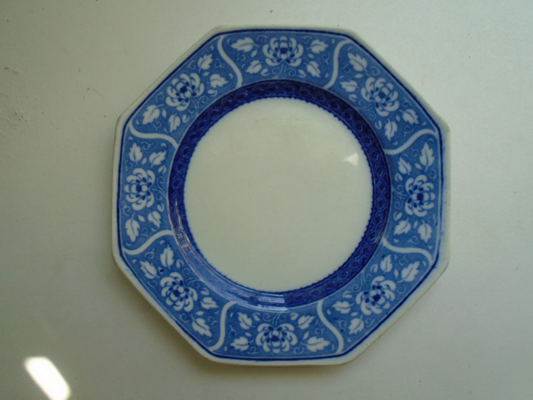 Antique Flow Blue Dessert Plate: F. Winkle Corona, Whieldon Ware - Etsy
