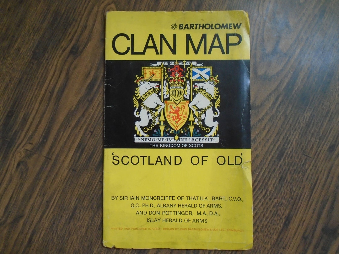 Scotland Clan Map, Bartholomew, Scotland of Old, 1983 - Etsy