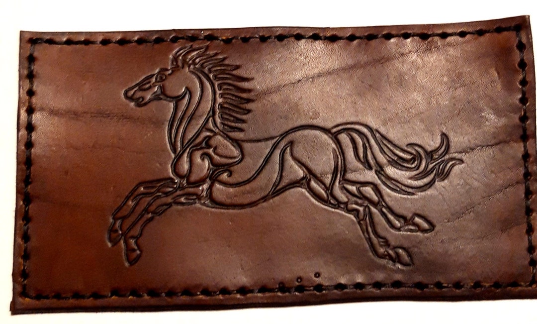 Tooled Leather Patch Horse of Rohan - Etsy