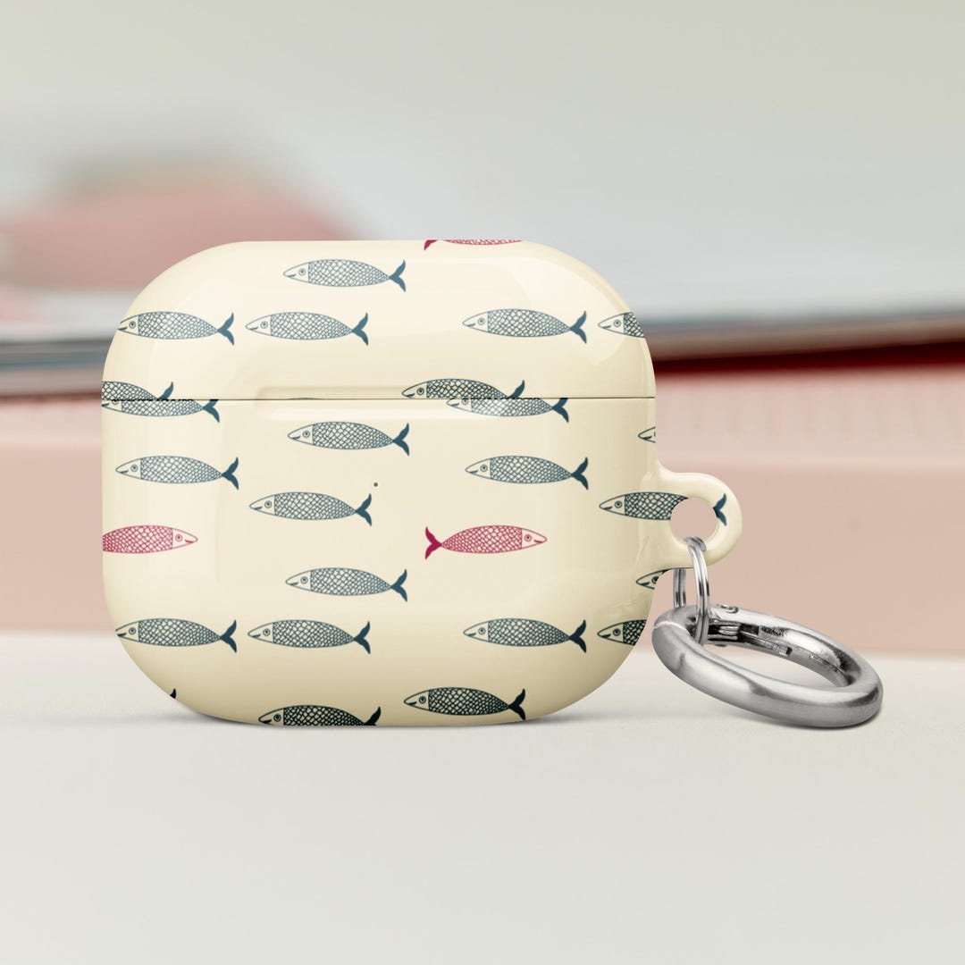 Whimsical Fish Print, Cute Fish Design, Fisherman Aesthetic, Blue and ...