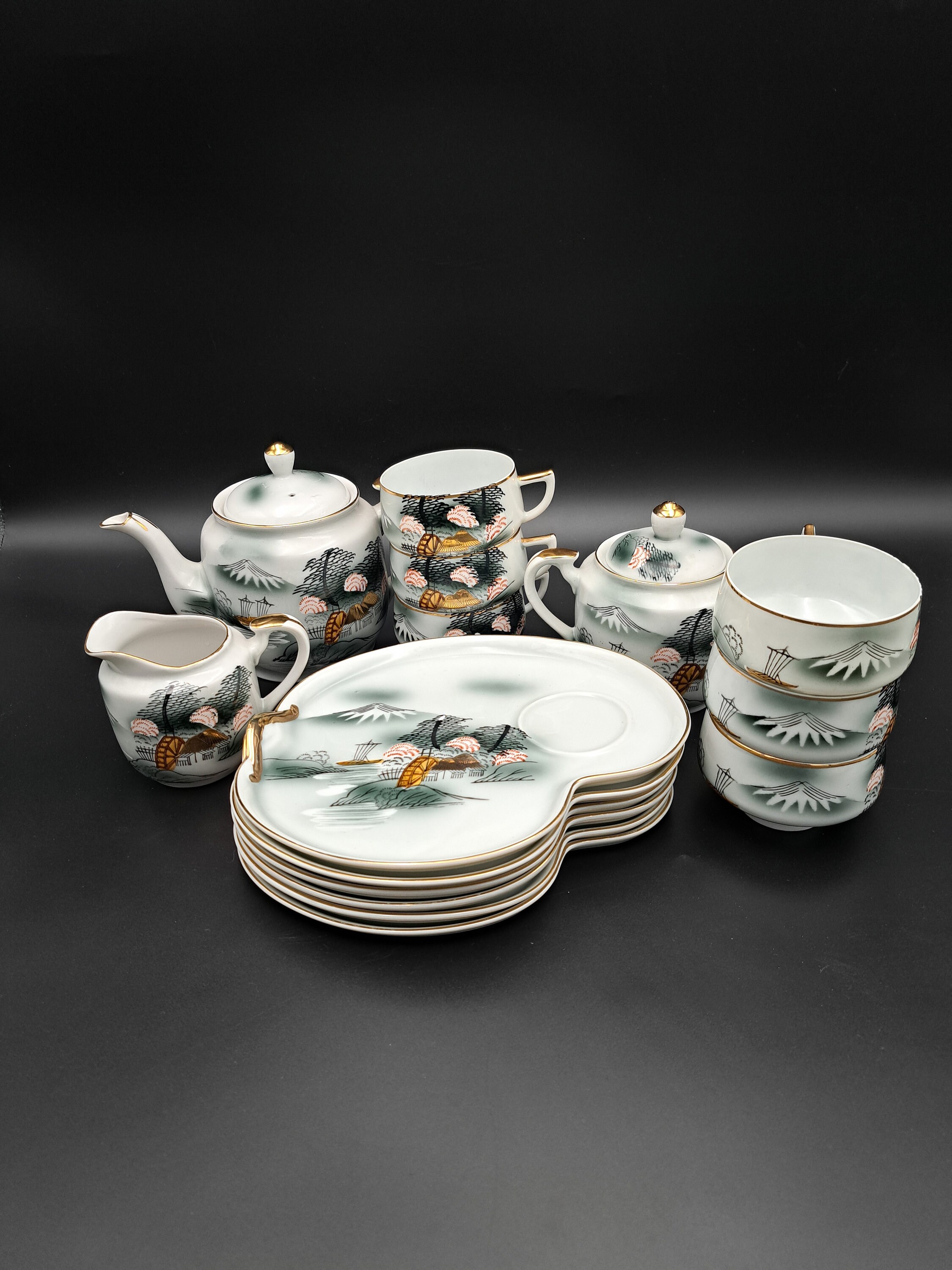 Vintage Orient China Tea Set: Fuji Mountain Design, Made in Japan - Etsy