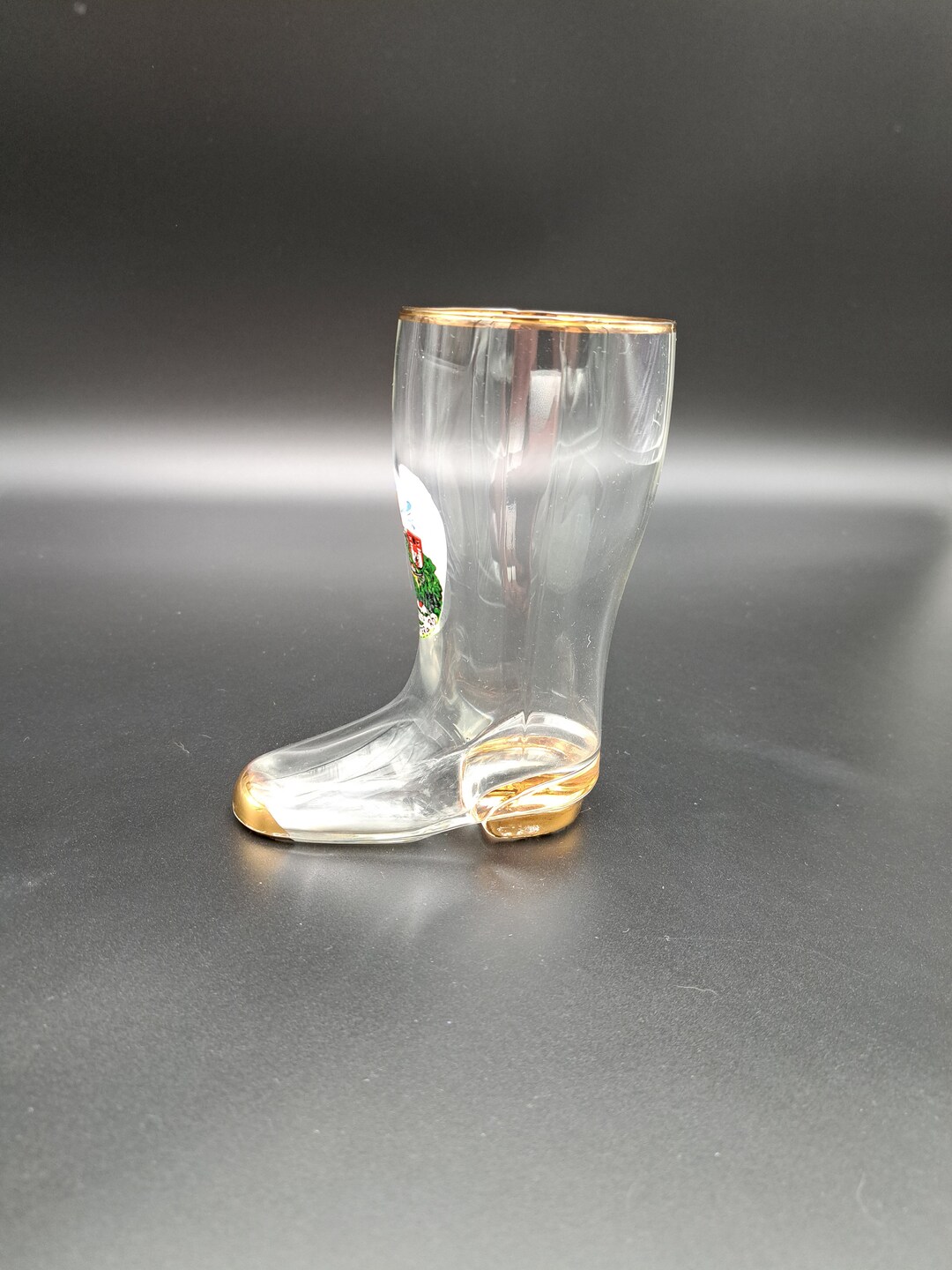 Glass Beer Boot German Shaped Shoe Glass With Gold Sock and - Etsy