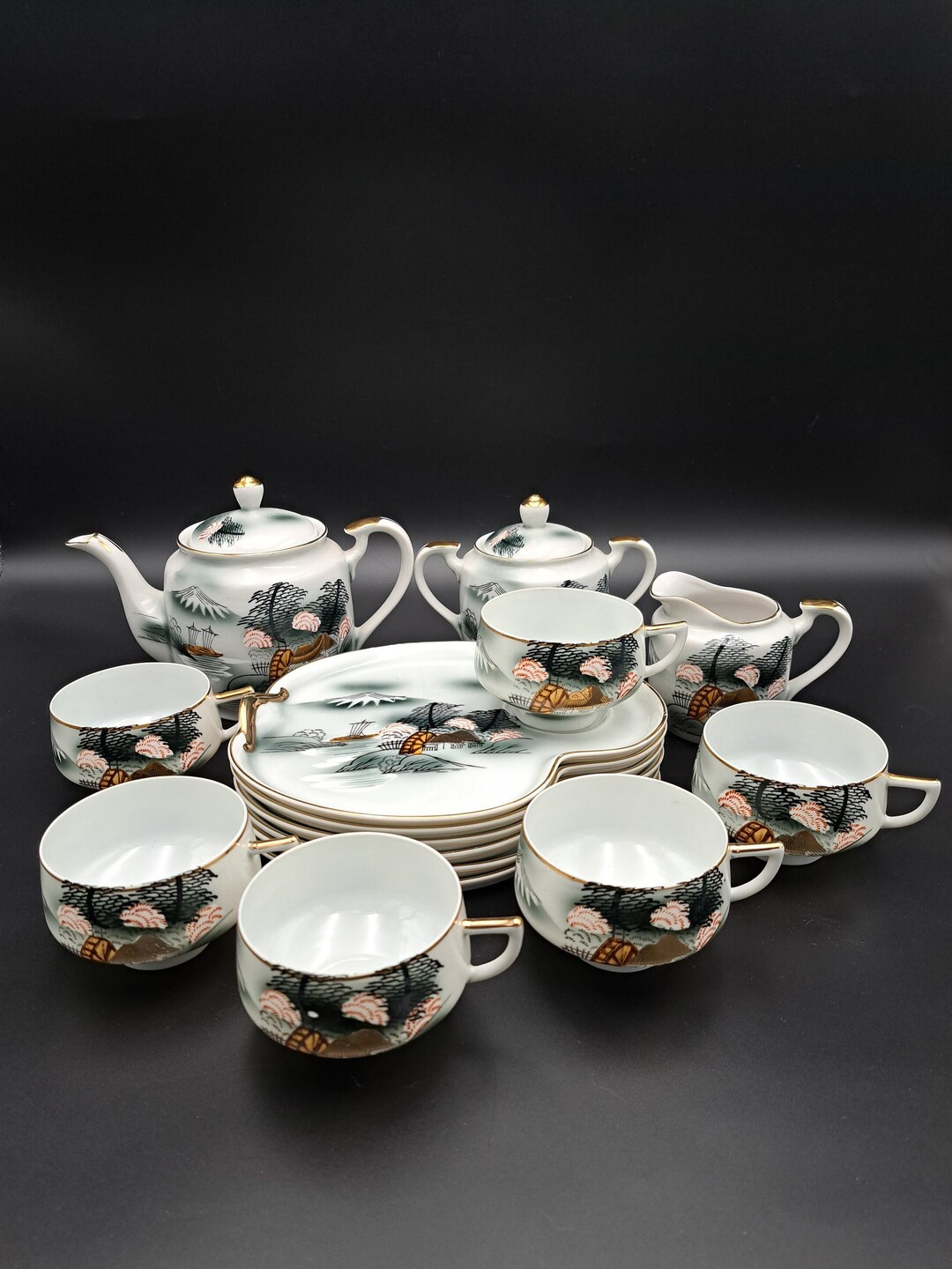 Vintage Orient China Tea Set: Fuji Mountain Design, Made in Japan - Etsy