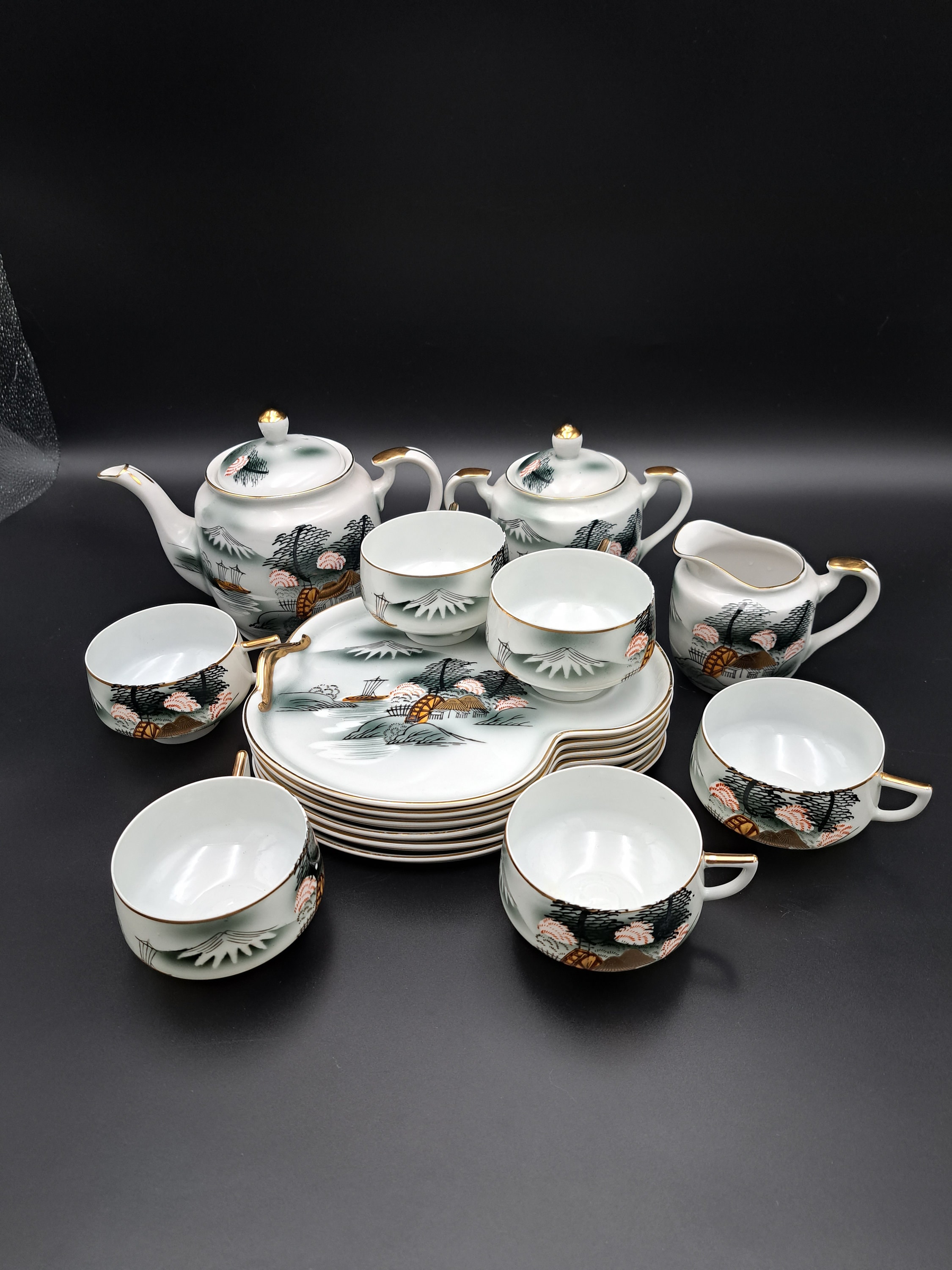 Vintage Orient China Tea Set: Fuji Mountain Design, Made in Japan - Etsy
