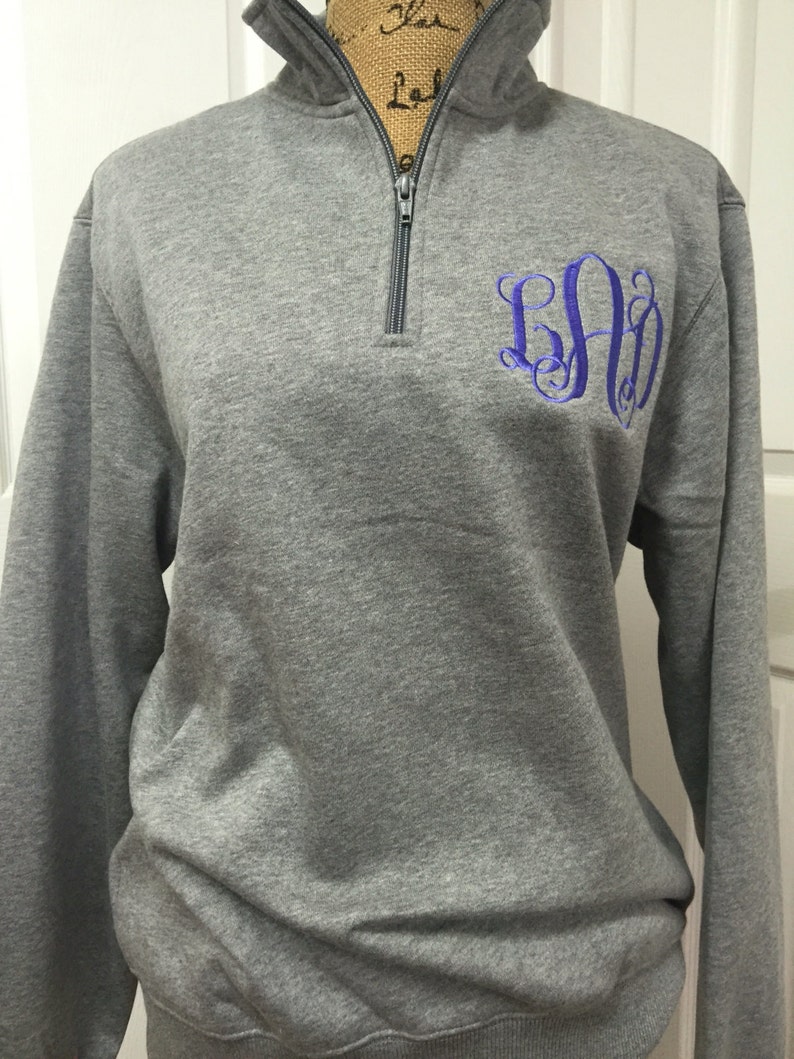 1/4 Zip Personalized Monogram Pullover - Etsy