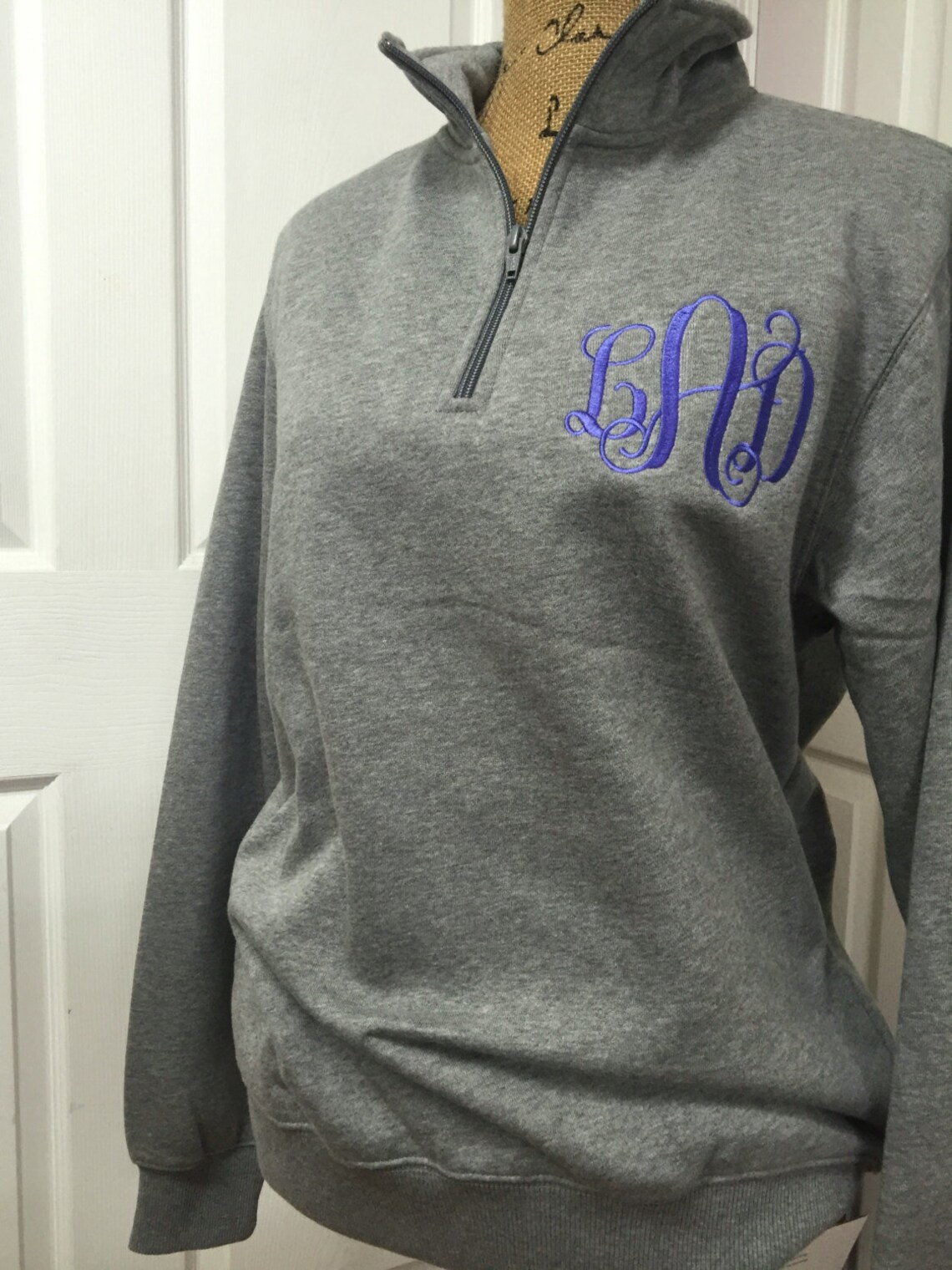 1/4 Zip Personalized Monogram Pullover - Etsy