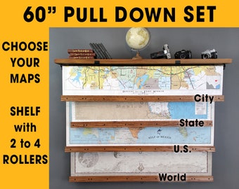 World Map Pull Down | Etsy