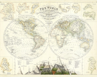 World Map Pull Down | Etsy