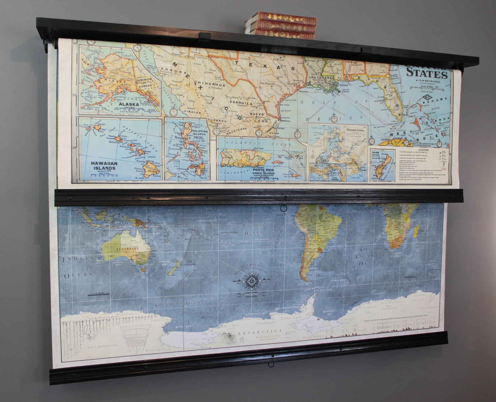 Pull Down Maps. Homeschool Maps. Map Set. Pulldown World Map. | Etsy