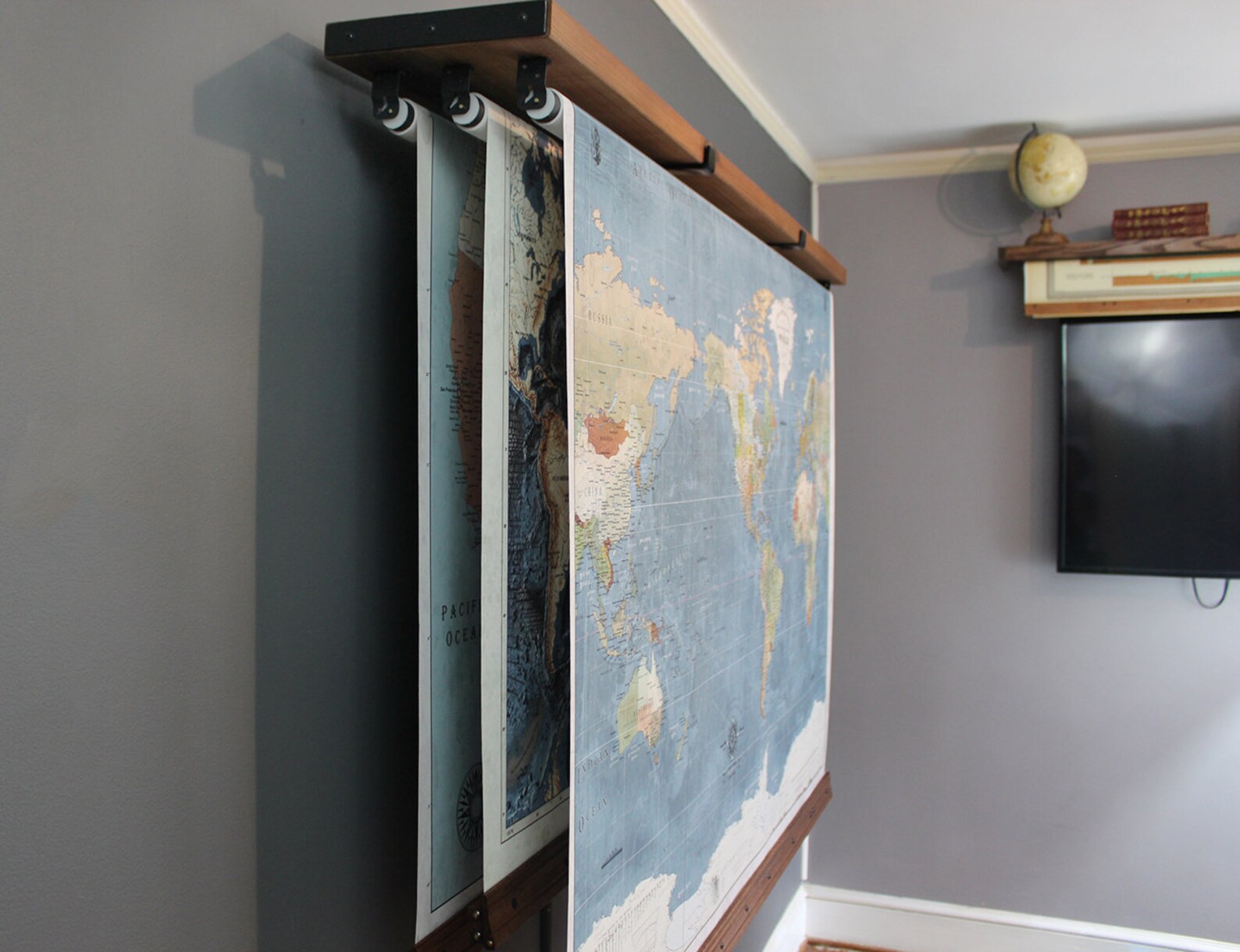 Pull Down Maps. Homeschool Maps. Map Set. Pulldown World Map. | Etsy