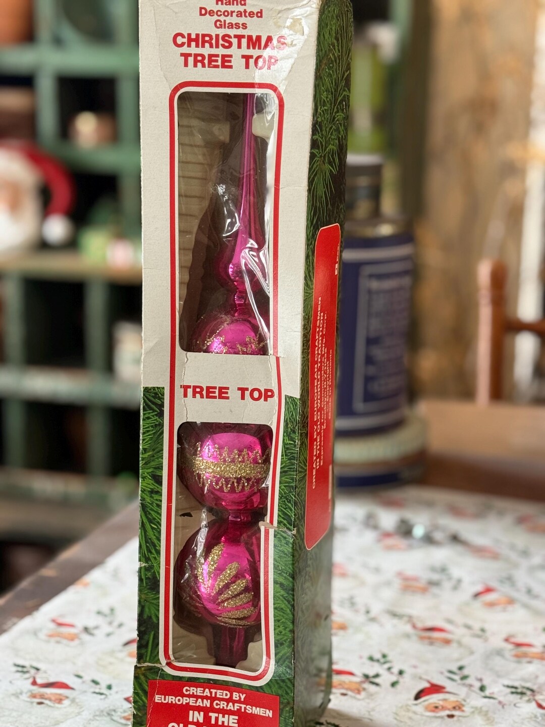 Vintage Christmas Tree Topper, Triple Glass Tree Topper, Hot Pink and ...
