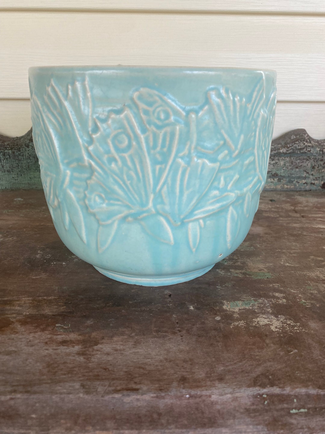 Large Vintage Mccoy Butterfly Aqua Blue Planter AS IS, Mccoy Planter - Etsy