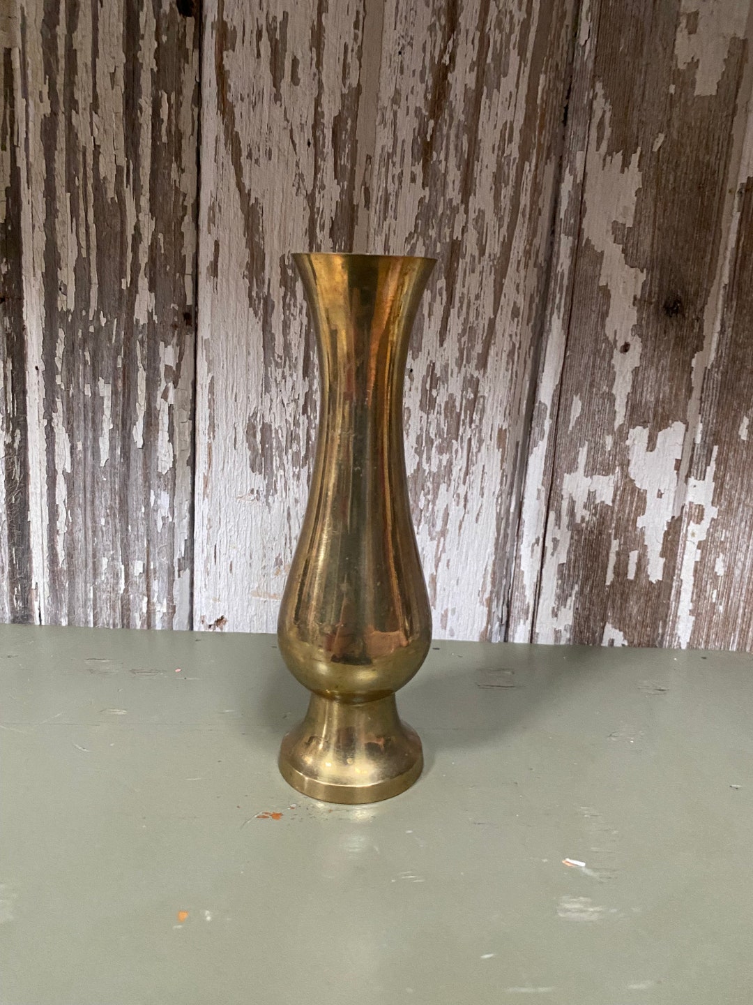 Small Vintage Brass Vase - Etsy