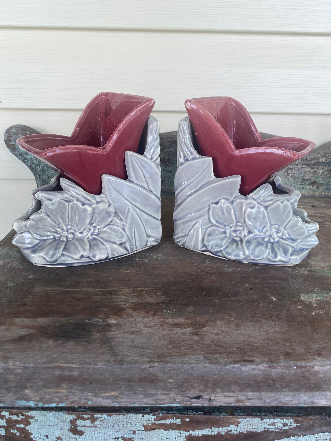 Vintage Mccoy Pottery Tulip Bookends Planters Flower Pot Book End ...