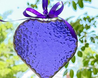 Stained Glass Heart Purple, Stained Glass Suncatcher, Heart Ornament ...