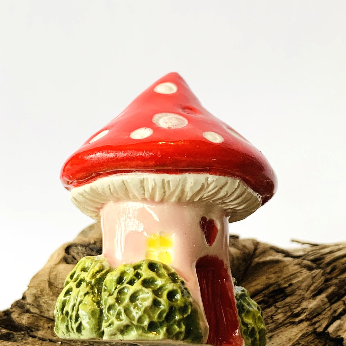 Mushroom Love Shack... Detailed Mini Gnome Home Ceramic Fairy Garden ...