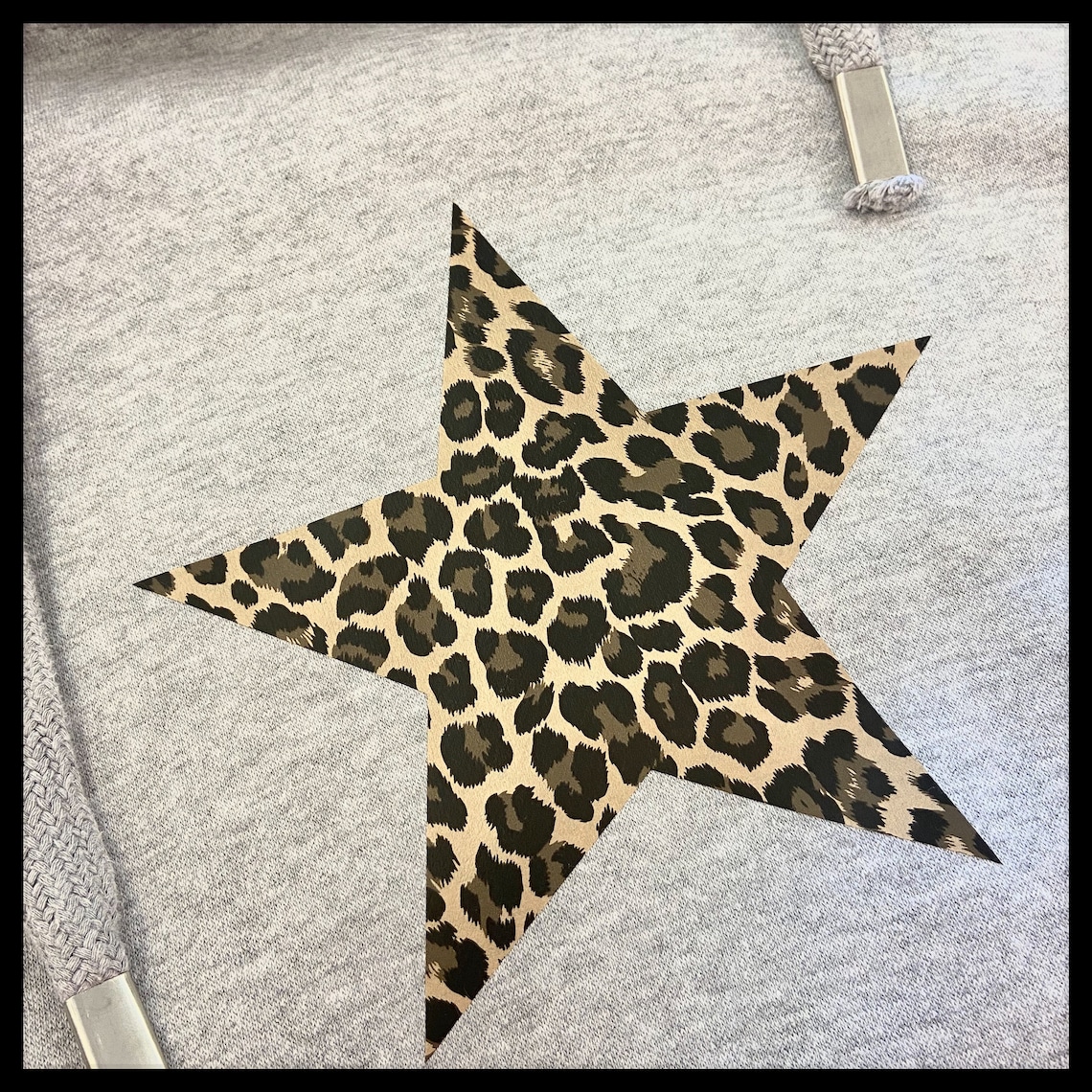 Grey Star Leopard print Cowl Neck Hoodie Sweatshirt silver | Etsy