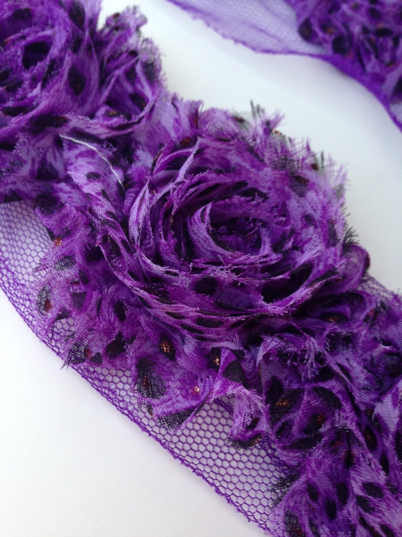Purple Leopard Print Shabby Chiffon Flowers Regular - Etsy