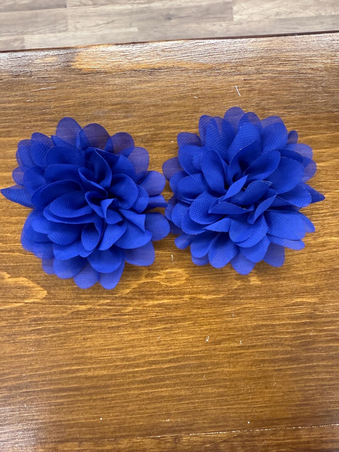 Set of 2 Dark Blue Chiffon Puff Flowers BIG 3.5" - DIY Supplies ...